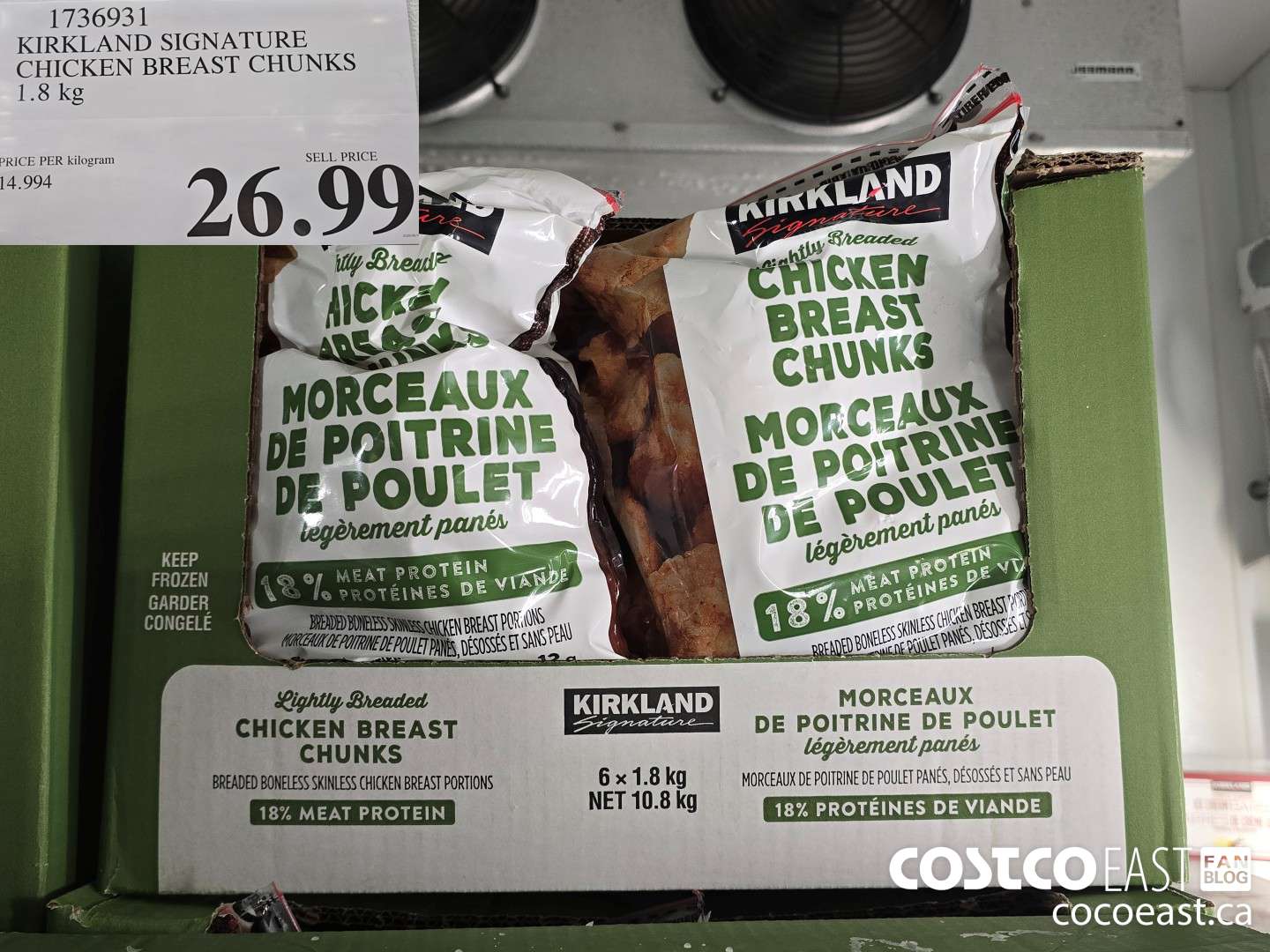 1736931 KIRKLAND SIGNATURE CHICKEN BREAST CHUNKS 1 8 KG 26 99 - Costco ...