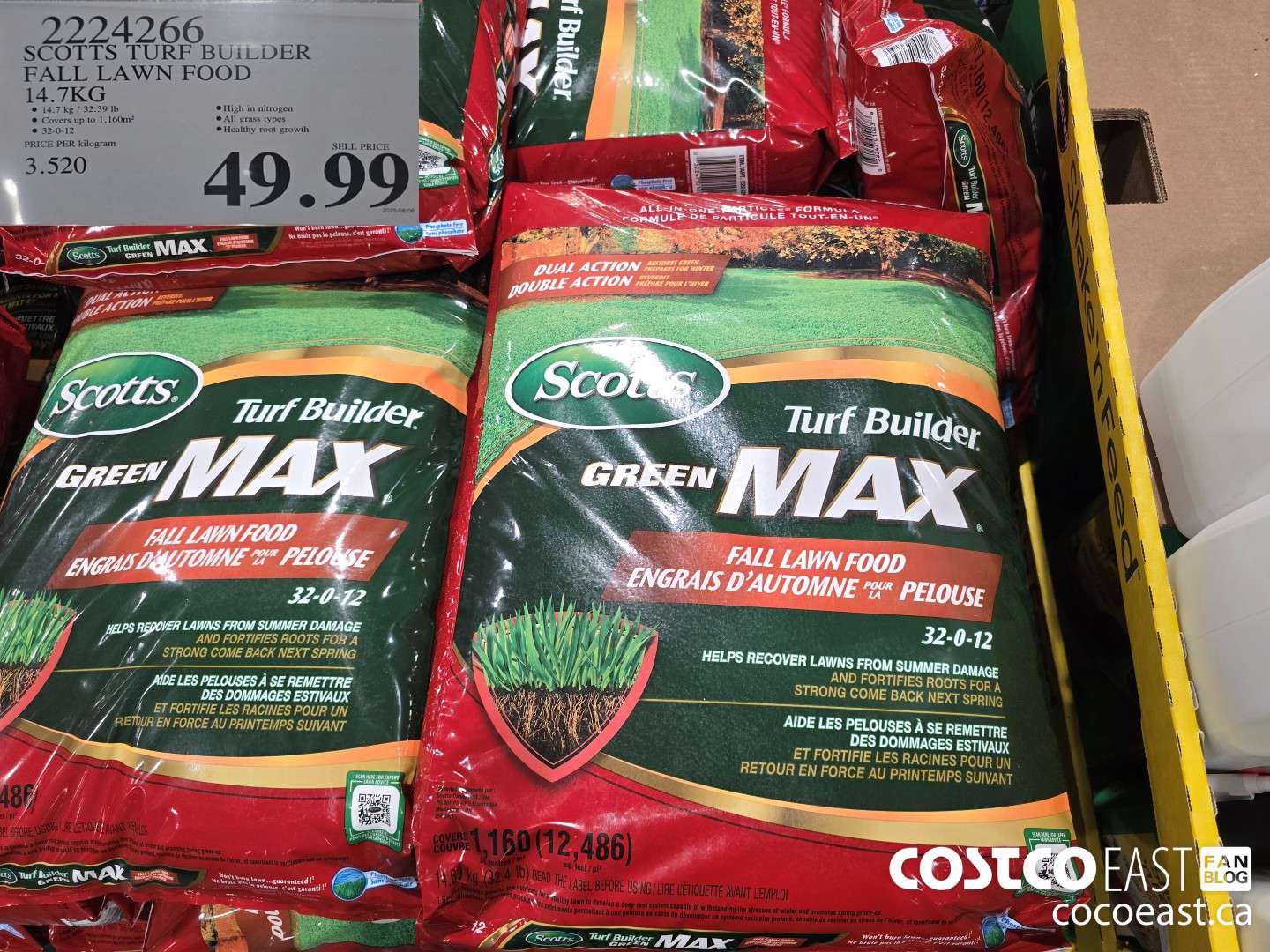 2224266 SCOTTS TURF BUILDER FALL LAWN FOOD 14 87 KG 49 99 - Costco East ...