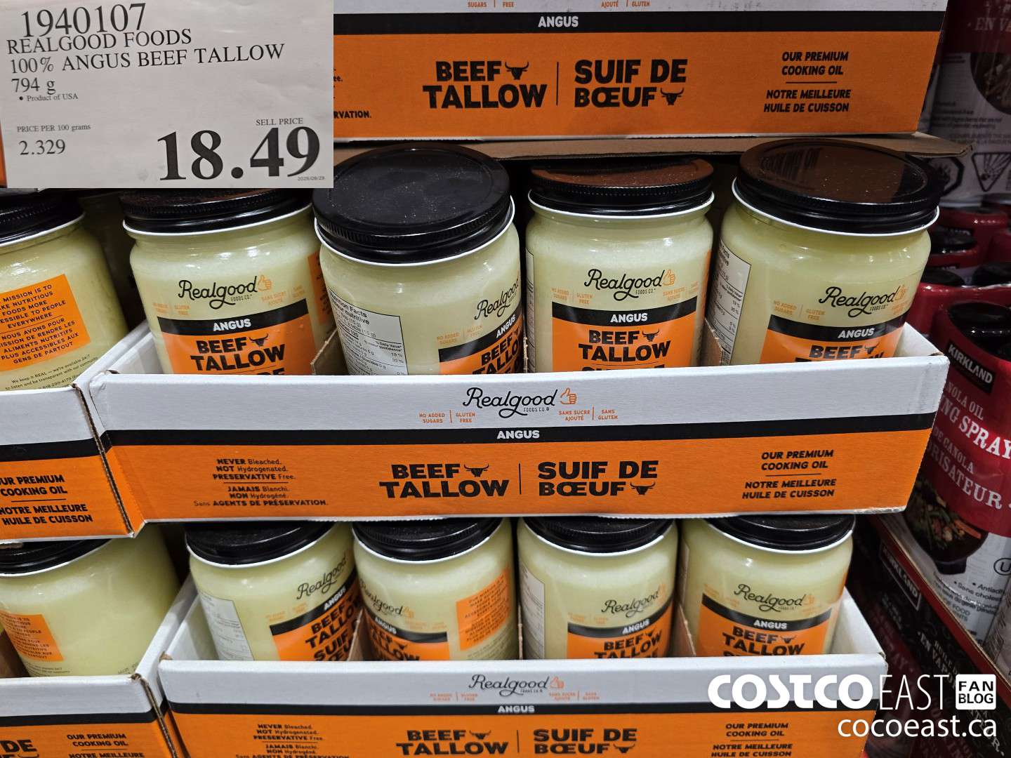 1940107 REALGOOD FOODS 100 ANGUS BEEF TALLOW 794 G 18 49 - Costco East ...