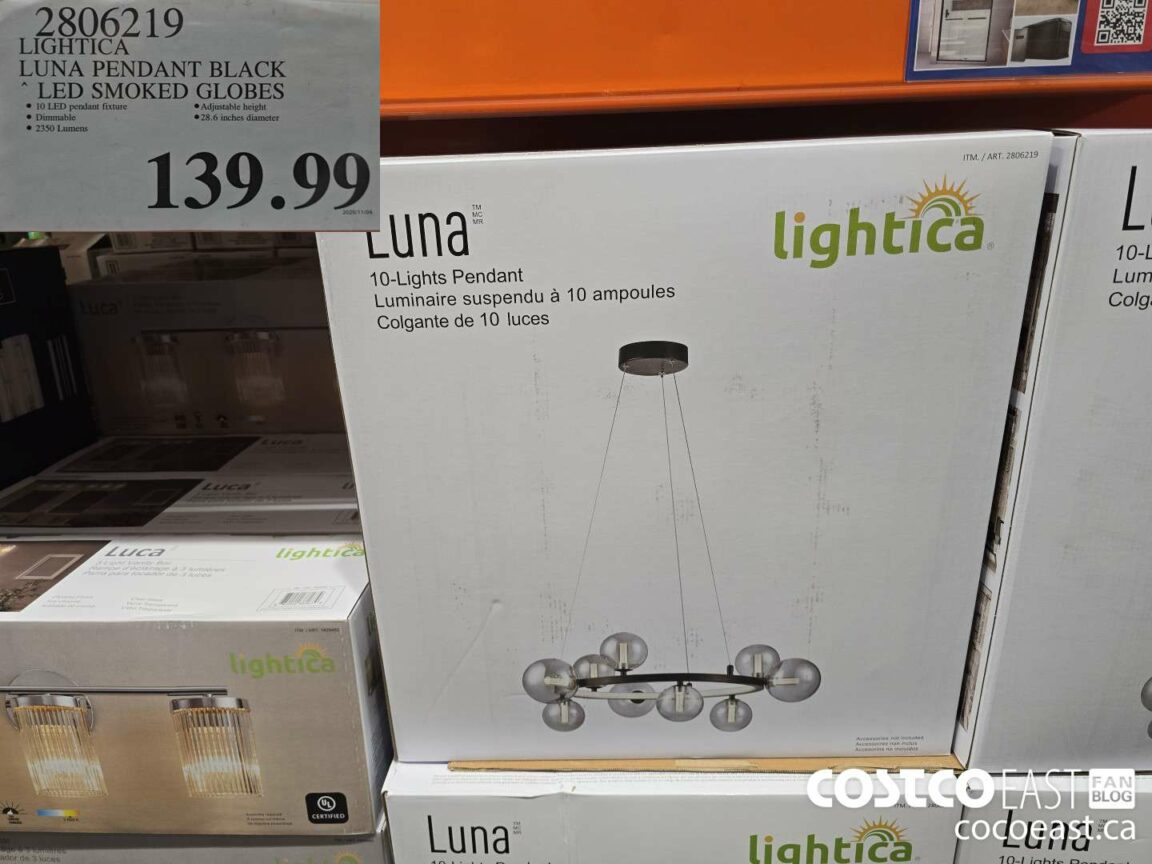 2806219 LIGHTICA LUNA PENDANT BLACK LED SMOKED GLOBES 139 99 - Costco ...