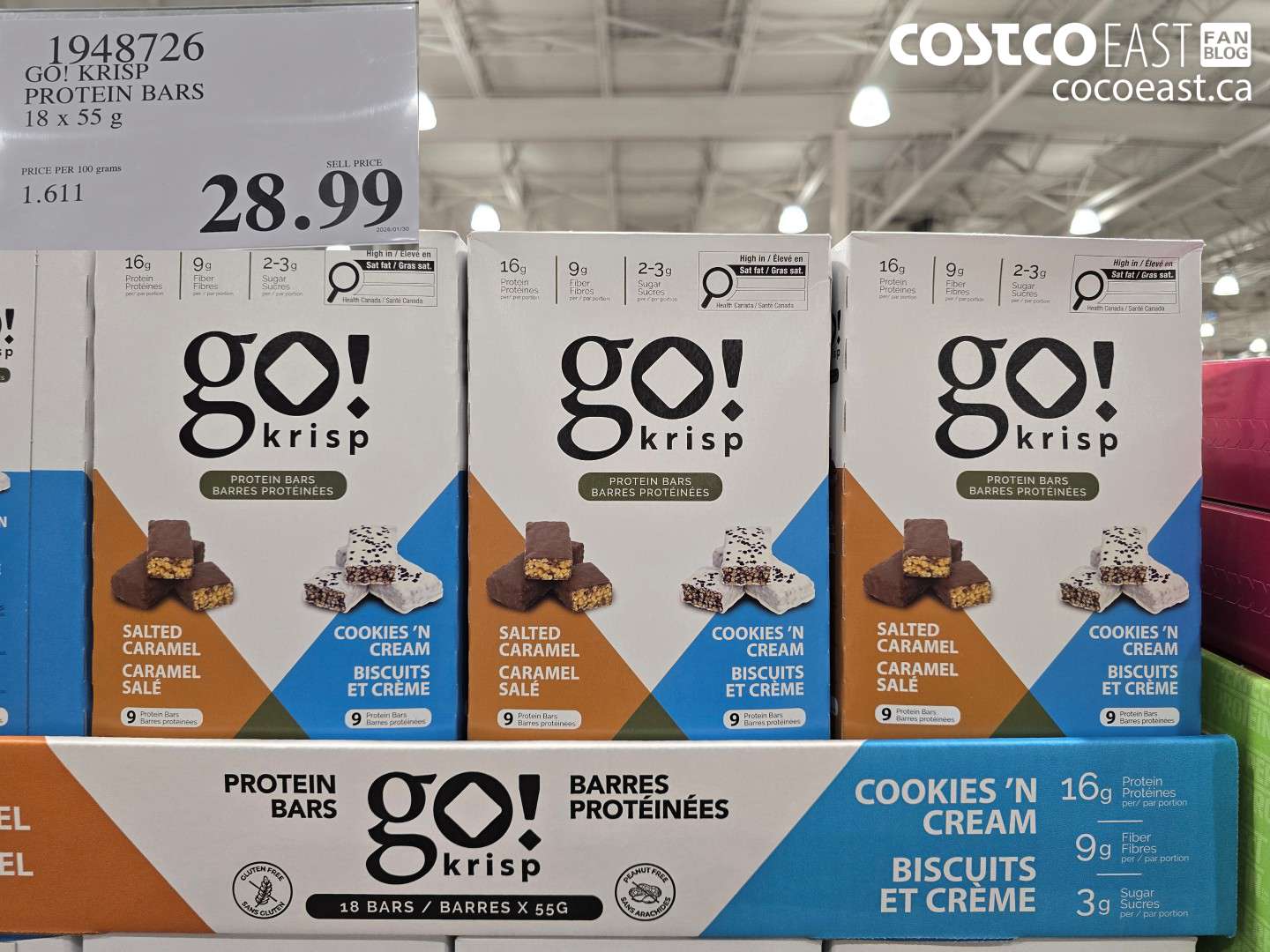 1948726 GO KRISP PROTEIN BARS 18 X 55 G 28 99 - Costco East Fan Blog