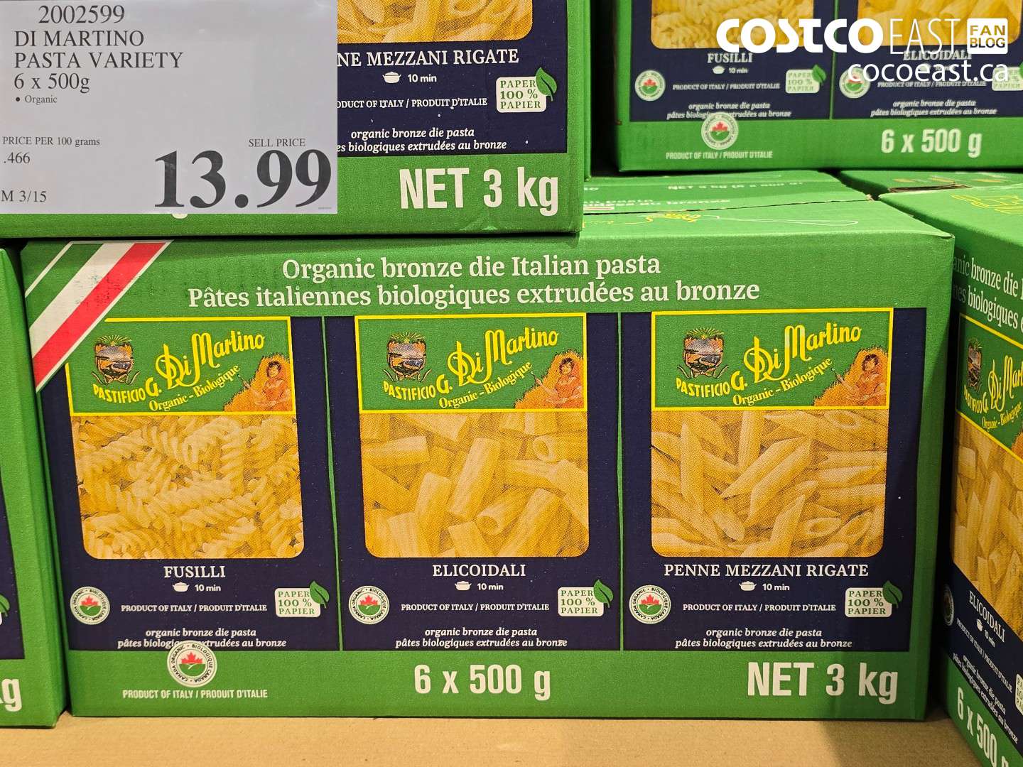 2002599 DI MARTINO PASTA VARIETY 6 X 500G ORGANIC 13 99 - Costco East ...